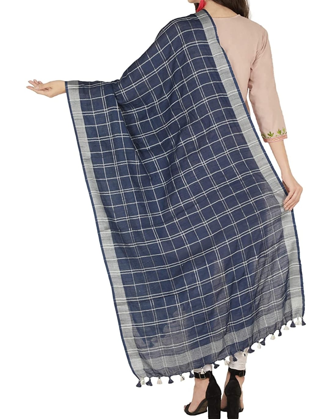 Women's Cotton Dupatta with Woven Check Design