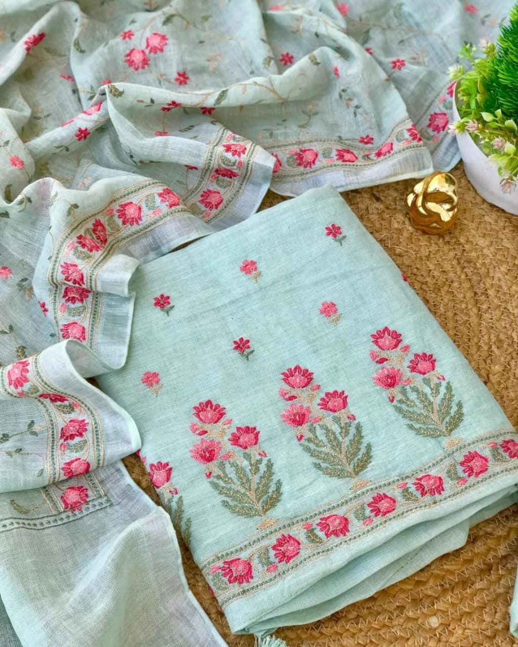 Stylish Linen Embroidery Suits for Ladies - Shop New Arrivals